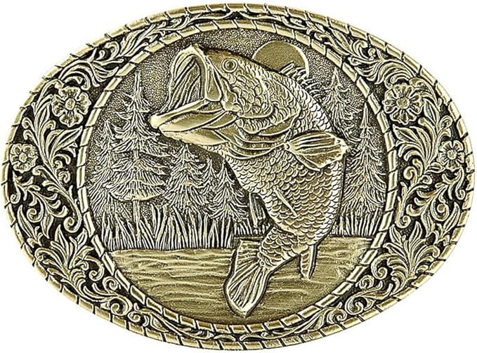 Indiana Metal Craft Large Mouth Bass Solid Brass Belt Buckle Western ...