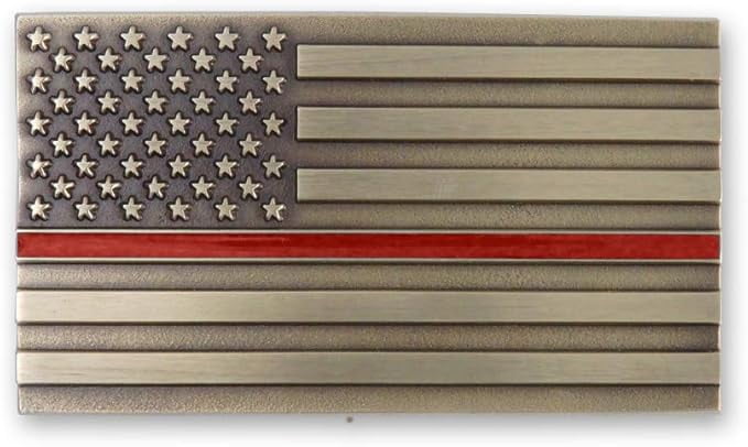 Indiana Metal Craft Thin Red Line Belt Buckle Solid Brass with Enamel ...