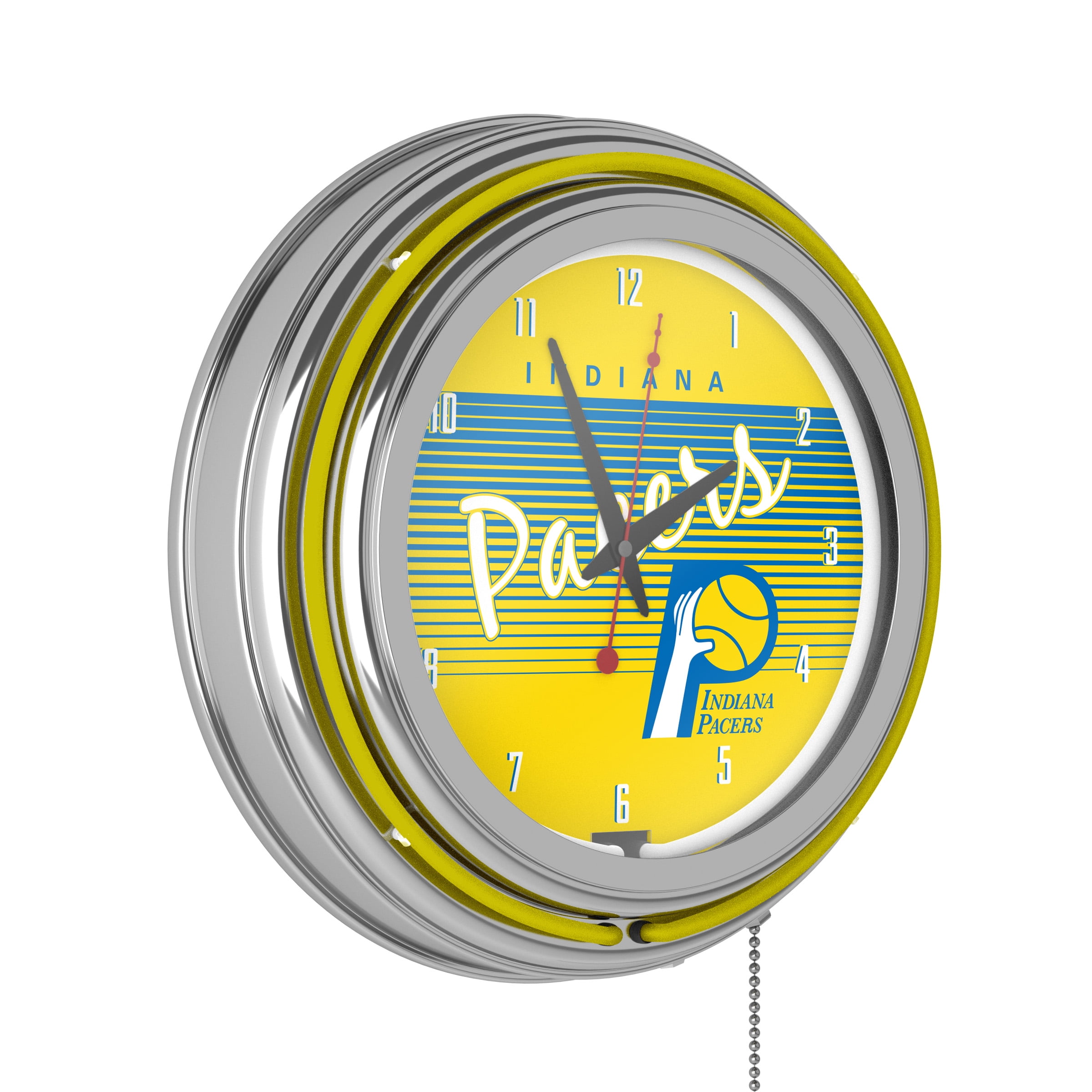 Indiana Pacers Hardwood Classics Retro Neon Analog Wall Clock with Pull ...