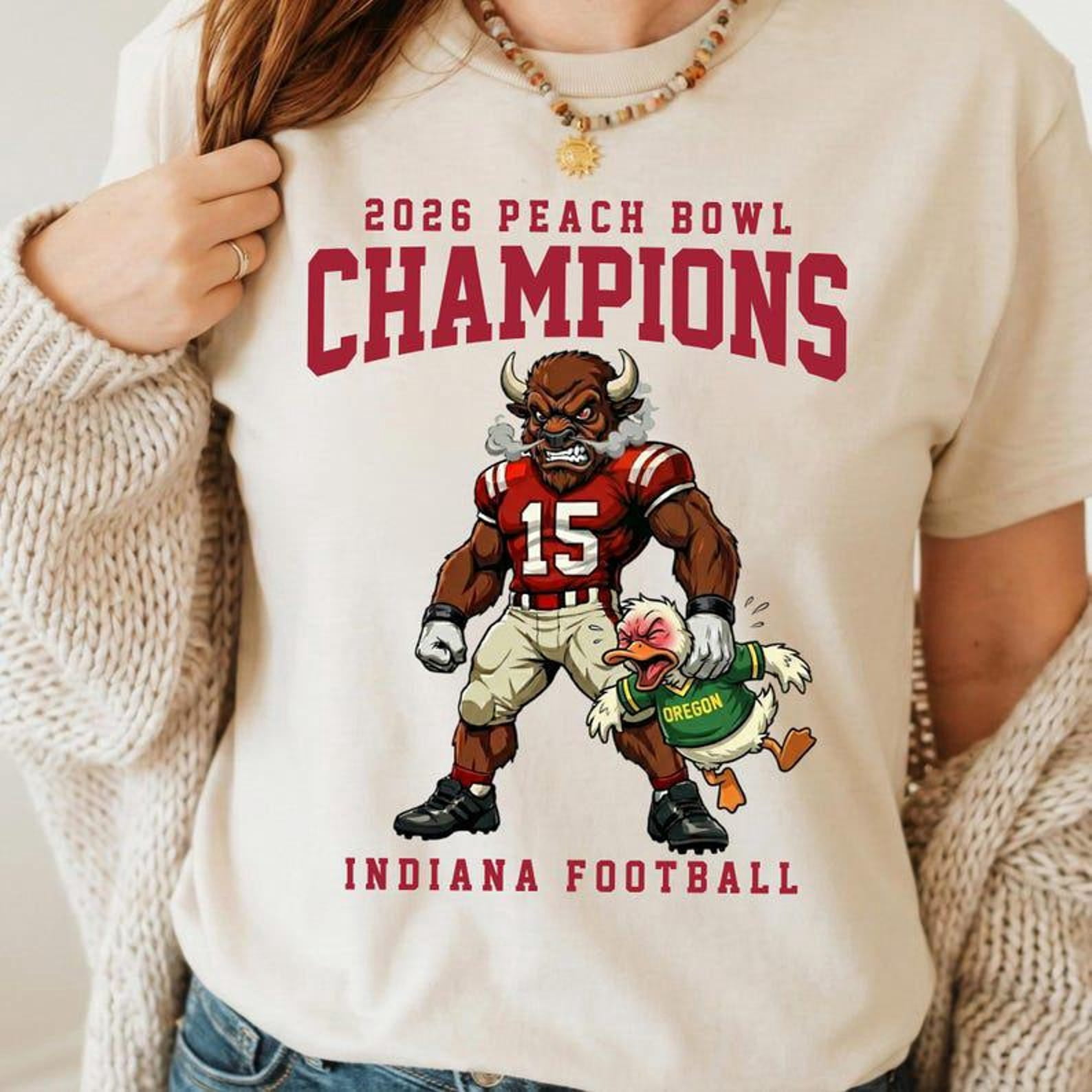 Indiana Peach Bowl Champions 2026 Shirt, Hoosiers Football 2026 T-Shirt ...