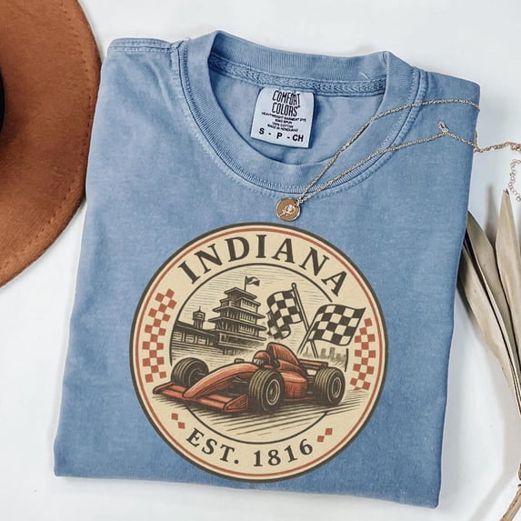 Indiana Racing State Vintage 1816 Graphic Tee Retro Motorsport Design ...