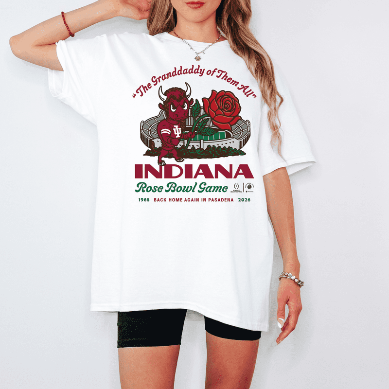 Indiana Rose Bowl Game Pasadena 2026 T-Shirt | Retro Crimson Bull ...