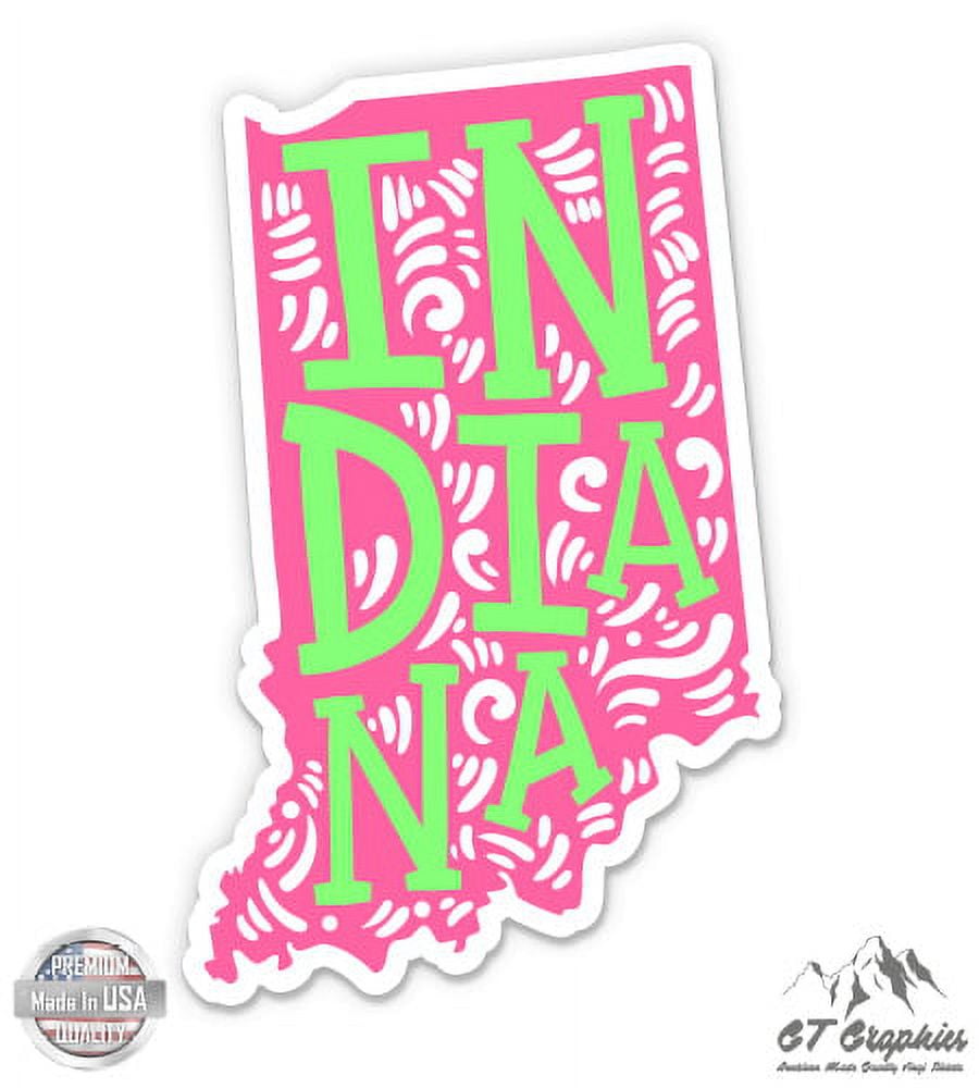 Indiana Shape Cute Letters Native Local - 5" Vinyl Sticker - For Car ...