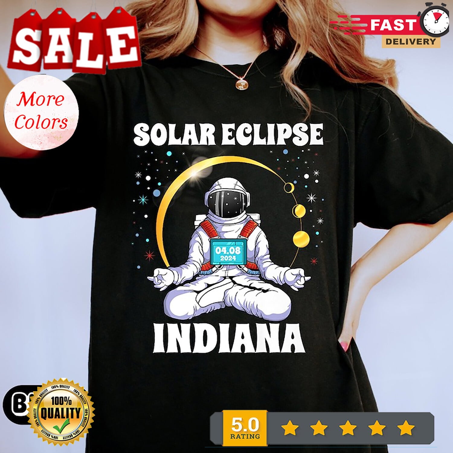 Indiana Solar Eclipse 2024 Astronaut Space Totality Shirt, America ...