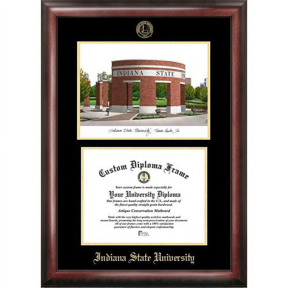 Indiana State 8.5" x 11" Gold Embossed Diploma Frame with Campus Images ...