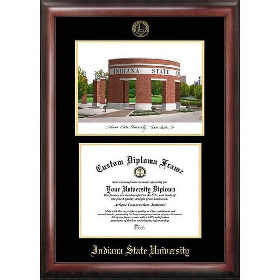 Indiana State 8.5" x 11" Gold Embossed Diploma Frame with Campus Images ...