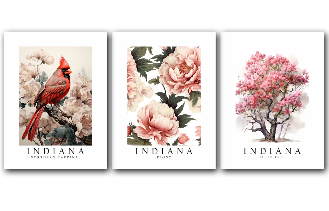 Indiana State Bird Northern Cardinal, State Tree Tulip Tree, State ...