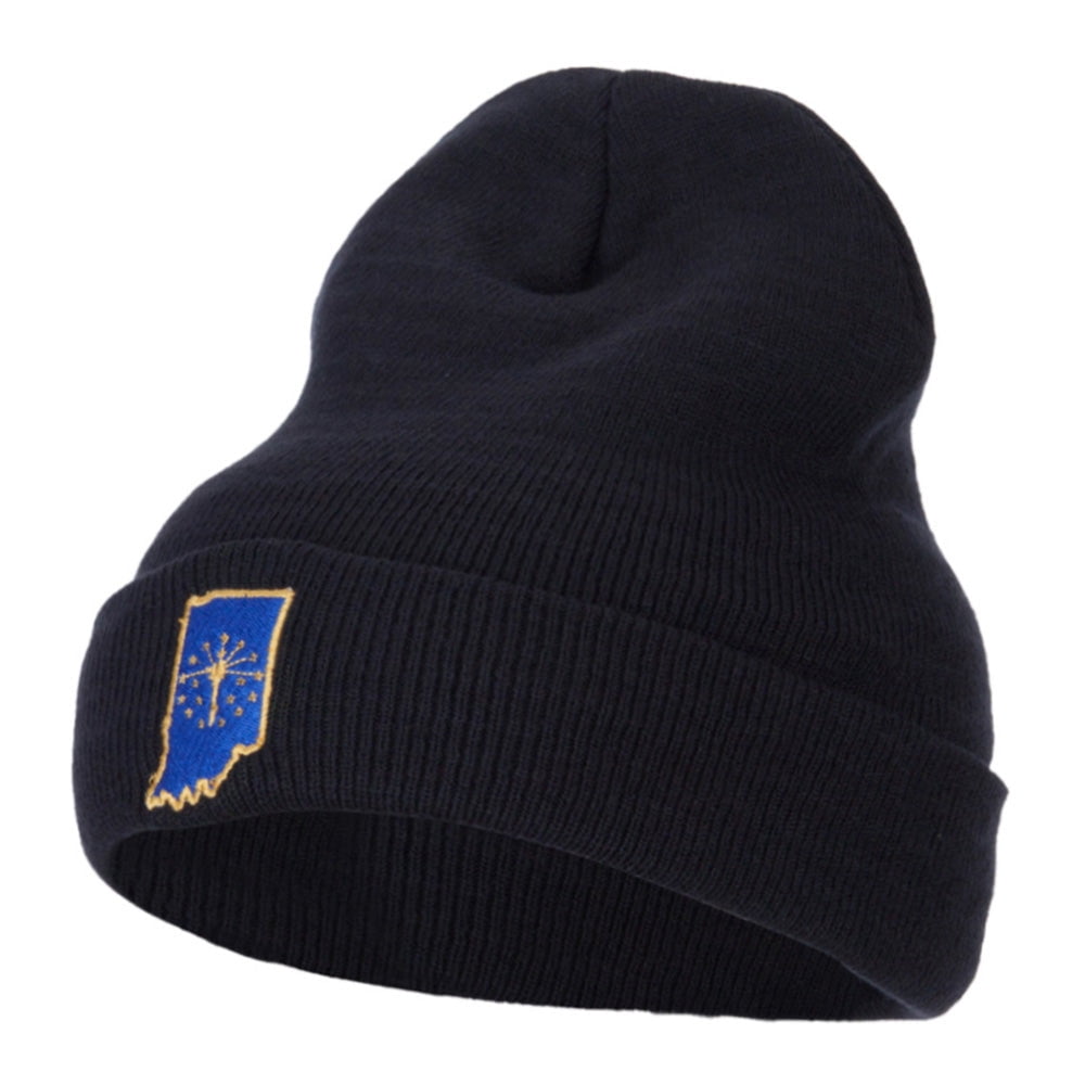 Indiana State Flag Map Embroidered Long Beanie - Navy OSFM - Walmart.com