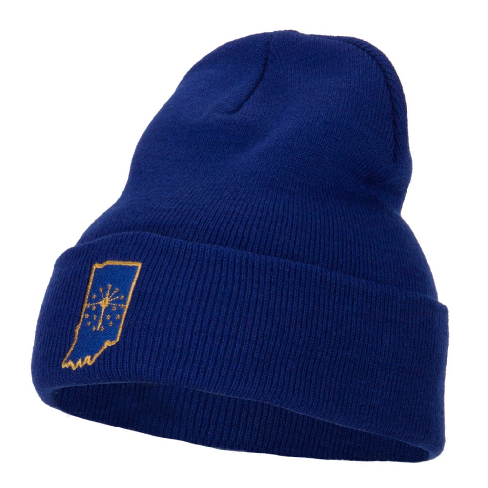 Indiana State Flag Map Embroidered Long Beanie - Royal OSFM - Walmart.com