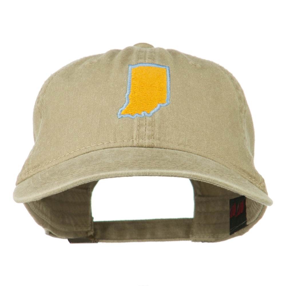 Indiana State Map Embroidered Washed Cotton Cap - Khaki OSFM - Walmart.com