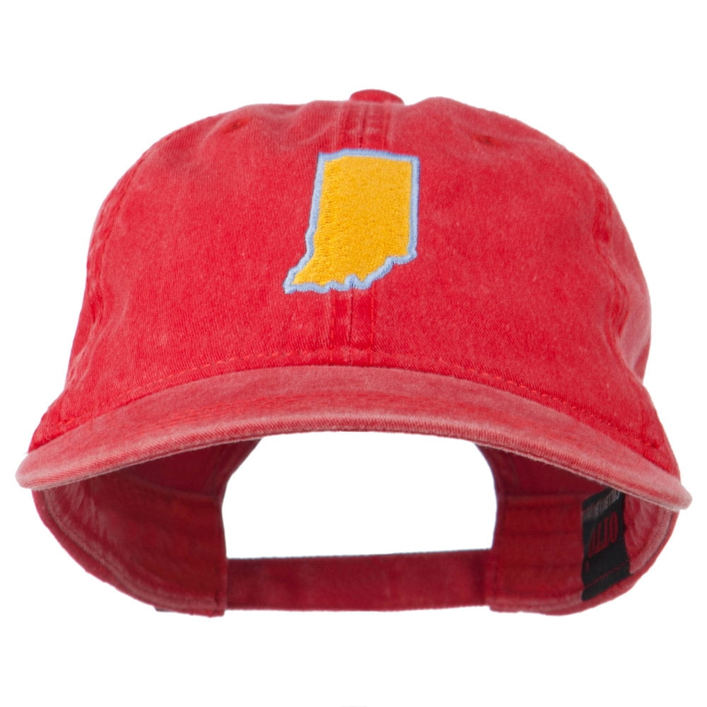 Indiana State Map Embroidered Washed Cotton Cap - Red OSFM - Walmart.com