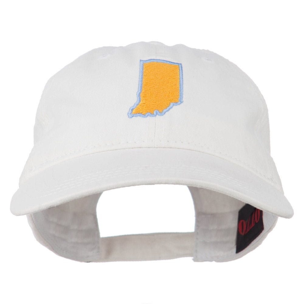 Indiana State Map Embroidered Washed Cotton Cap - White OSFM - Walmart.com