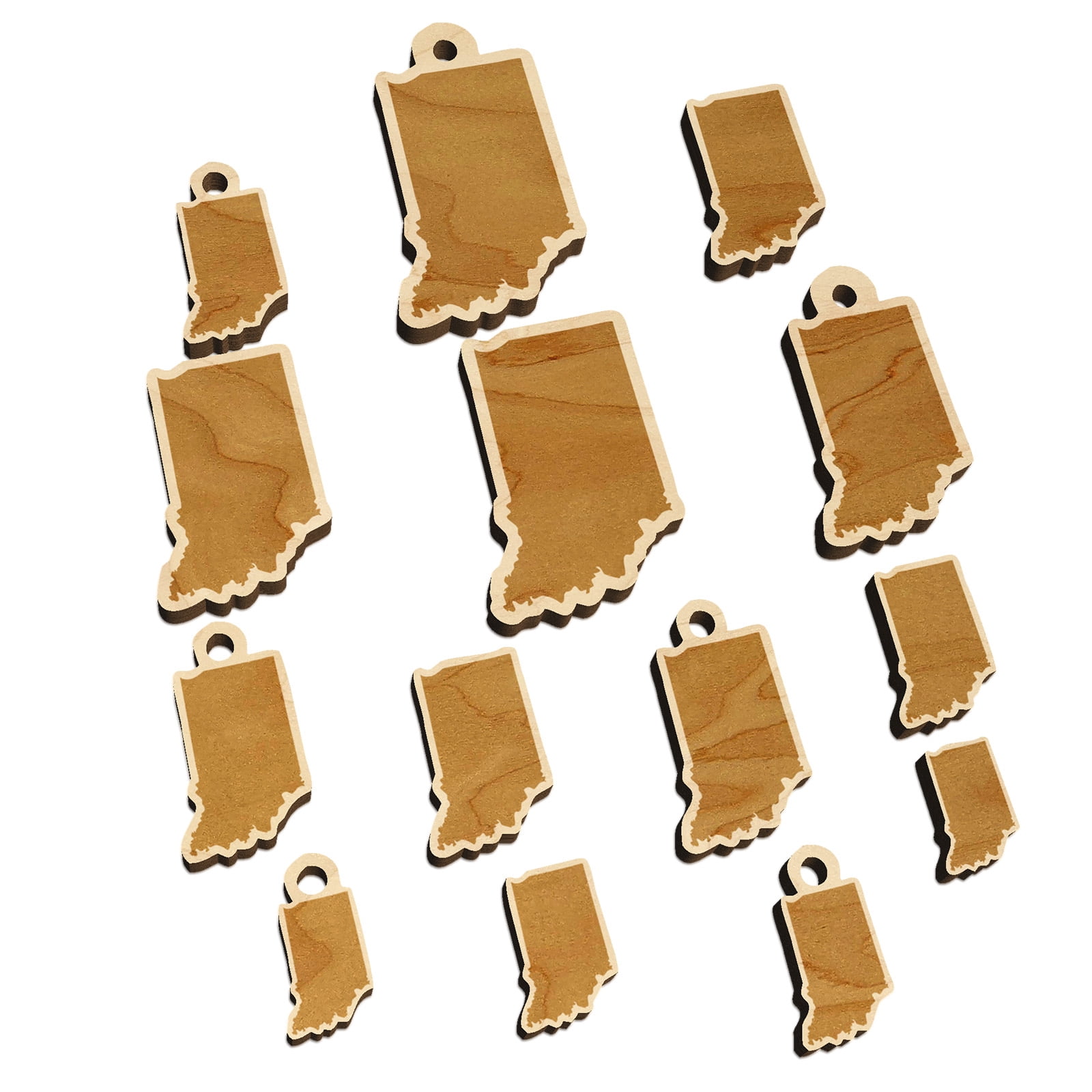 Indiana State Silhouette Wood Mini Charms Shapes DIY Craft Jewelry ...