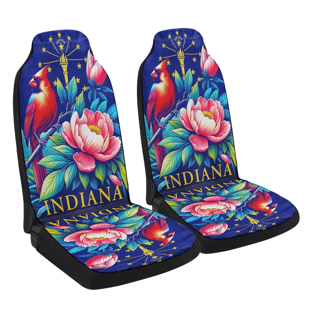 Indiana State Symbols Cardinal and Peony Flower Seat Covers Cars, Car ...