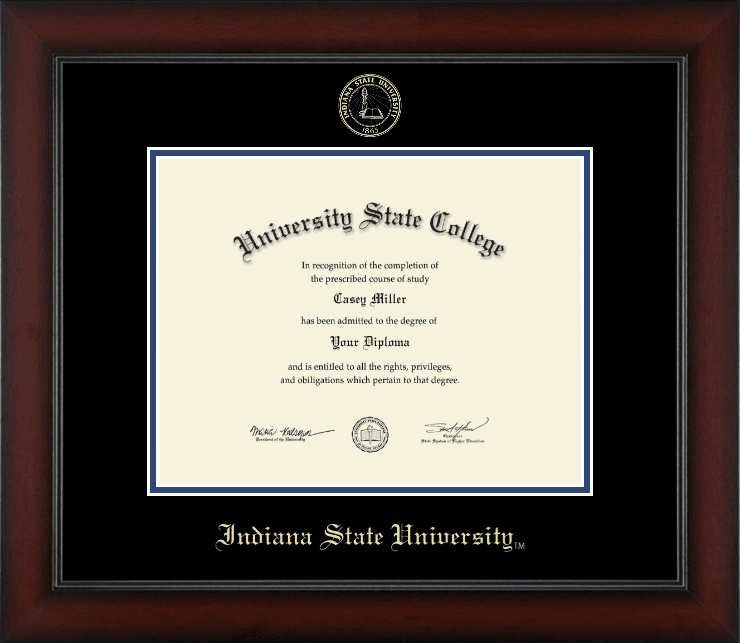 Indiana State University Diploma Frame, Document Size 11" x 8.5 ...