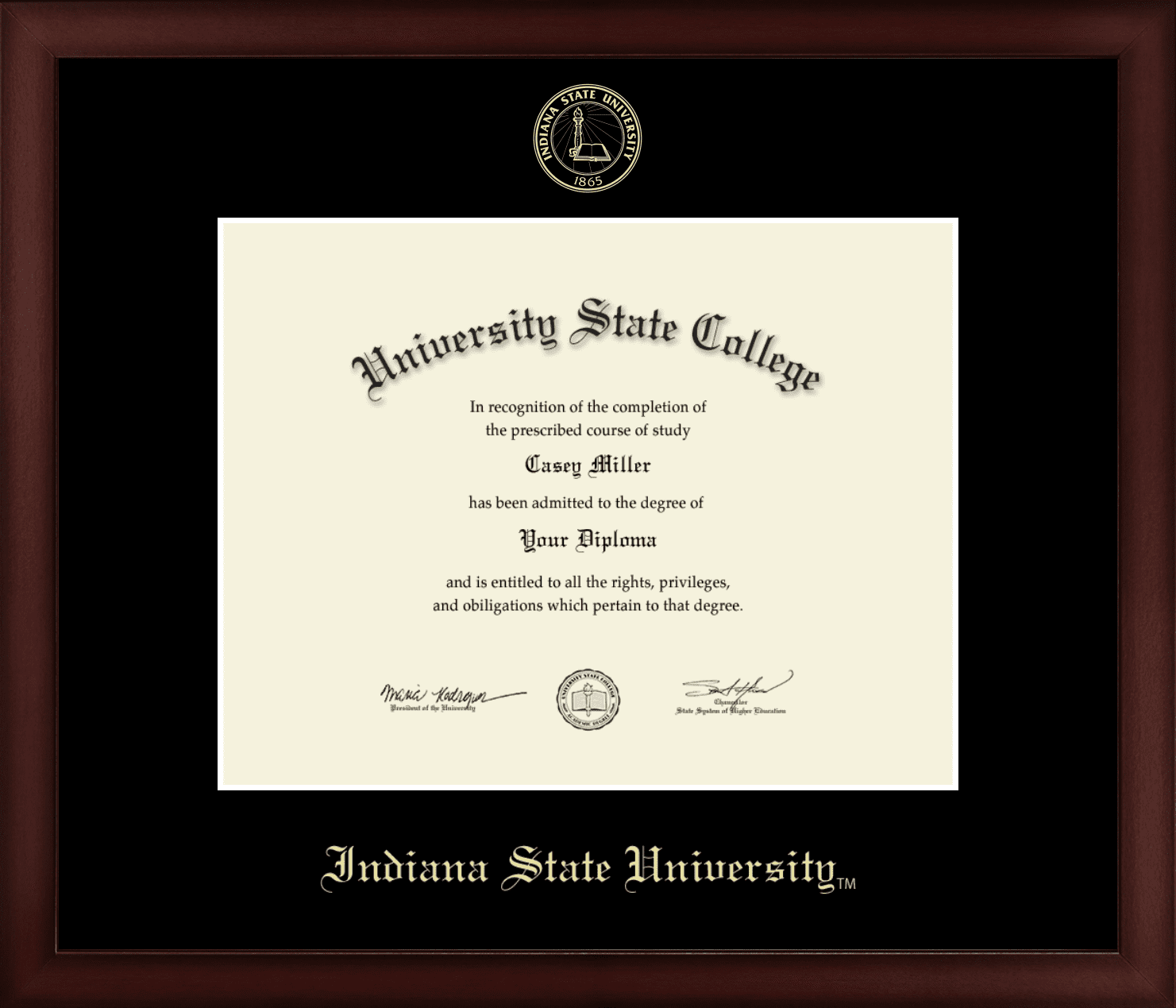 Indiana State University Diploma Frame, Document Size 11" x 8.5 ...