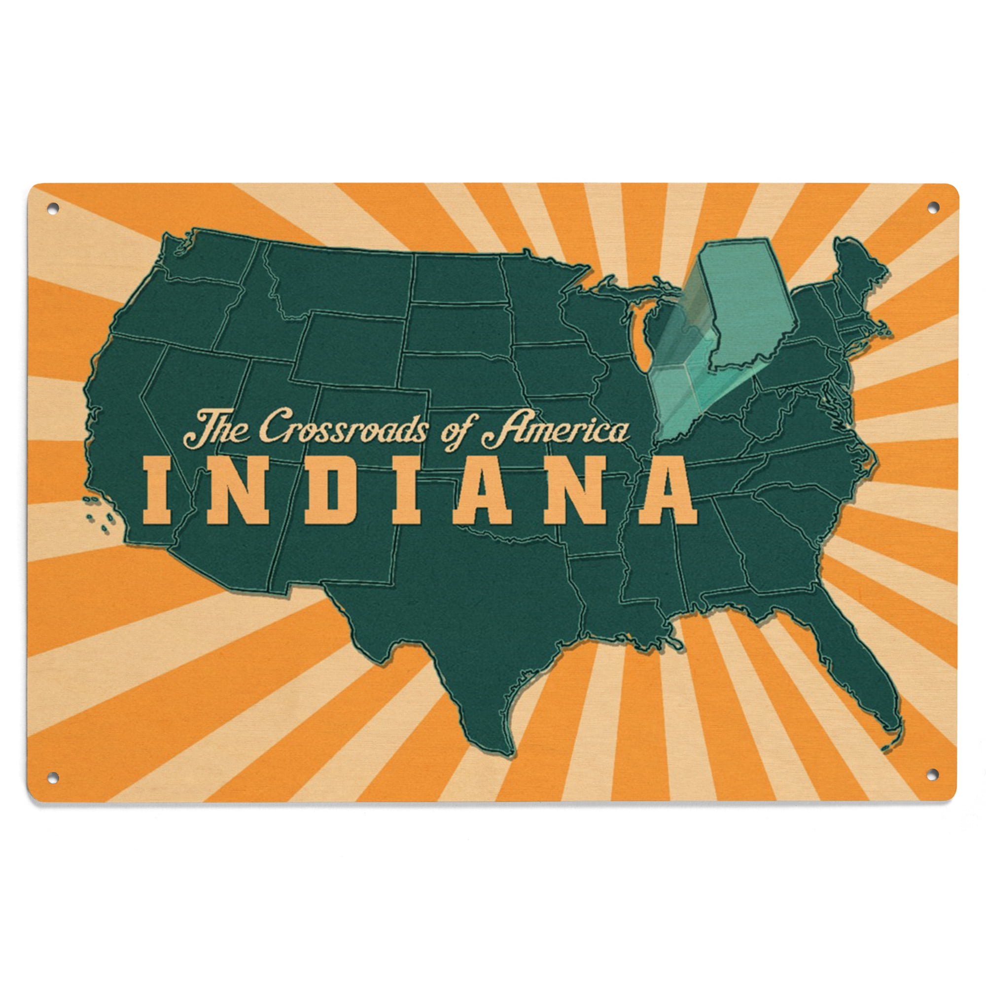 Indiana, The Crossroads of America Map, Pop Out State Birch Wood Wall ...