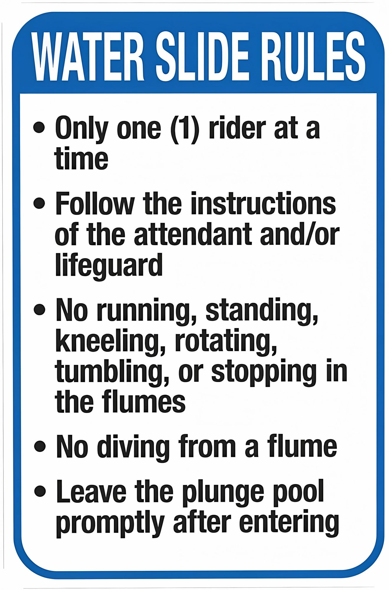 Indiana Water Slide Rules Sign - 8"x12", Complies With State Pool Code ...