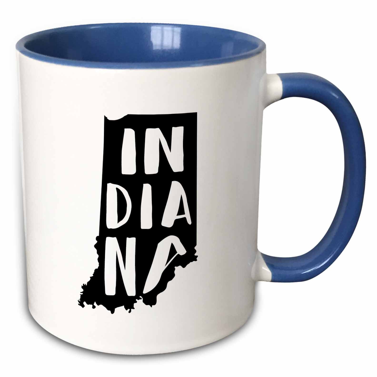3drose, Indiana Written Inside the State. White Background., 15oz Two ...
