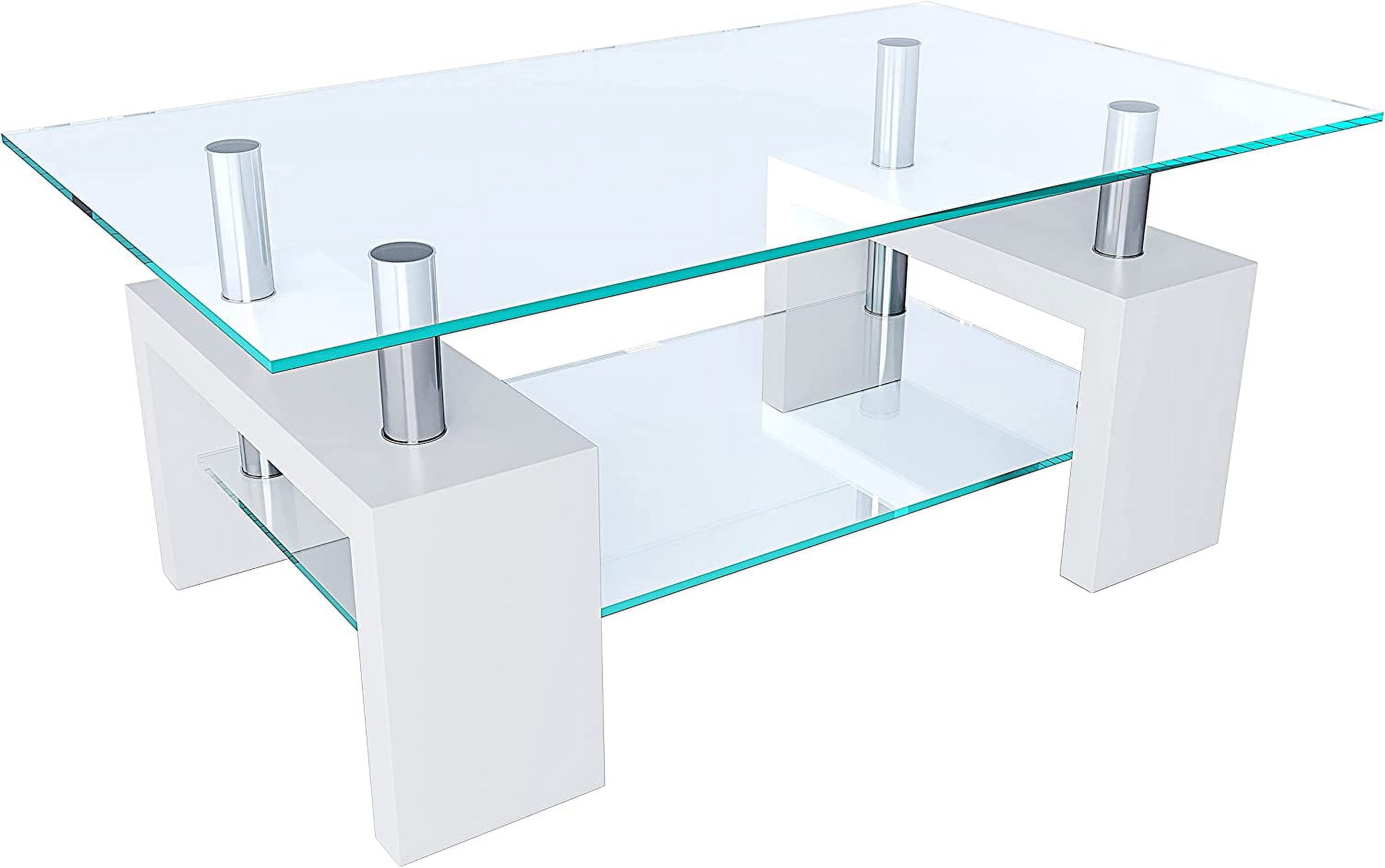 Indianapolis Coffee Table in Tempered Glass and Wood for Living Room ...