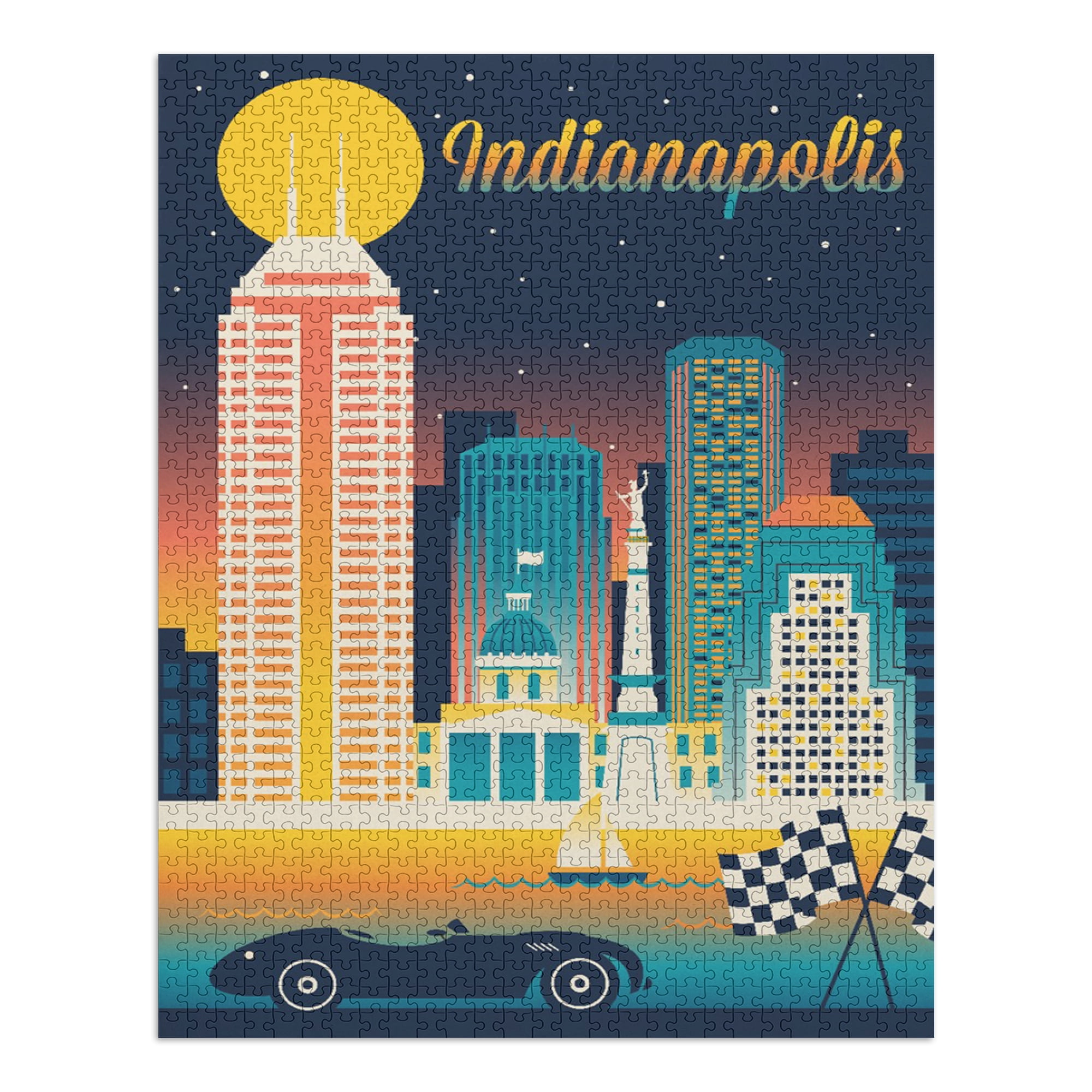 Indianapolis, Indiana, Retro Skyline Chromatic Series (1000 Piece ...