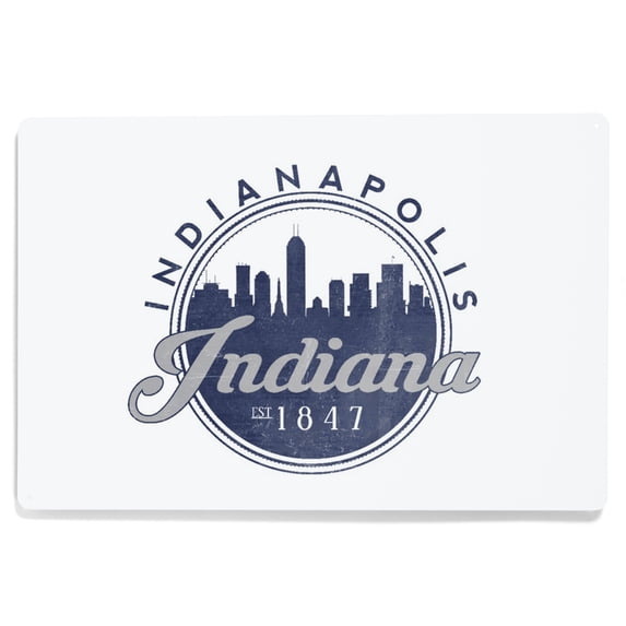 Indianapolis, Indiana, Skyline Seal (Blue) (12x18 Aluminum Art, Indoor ...