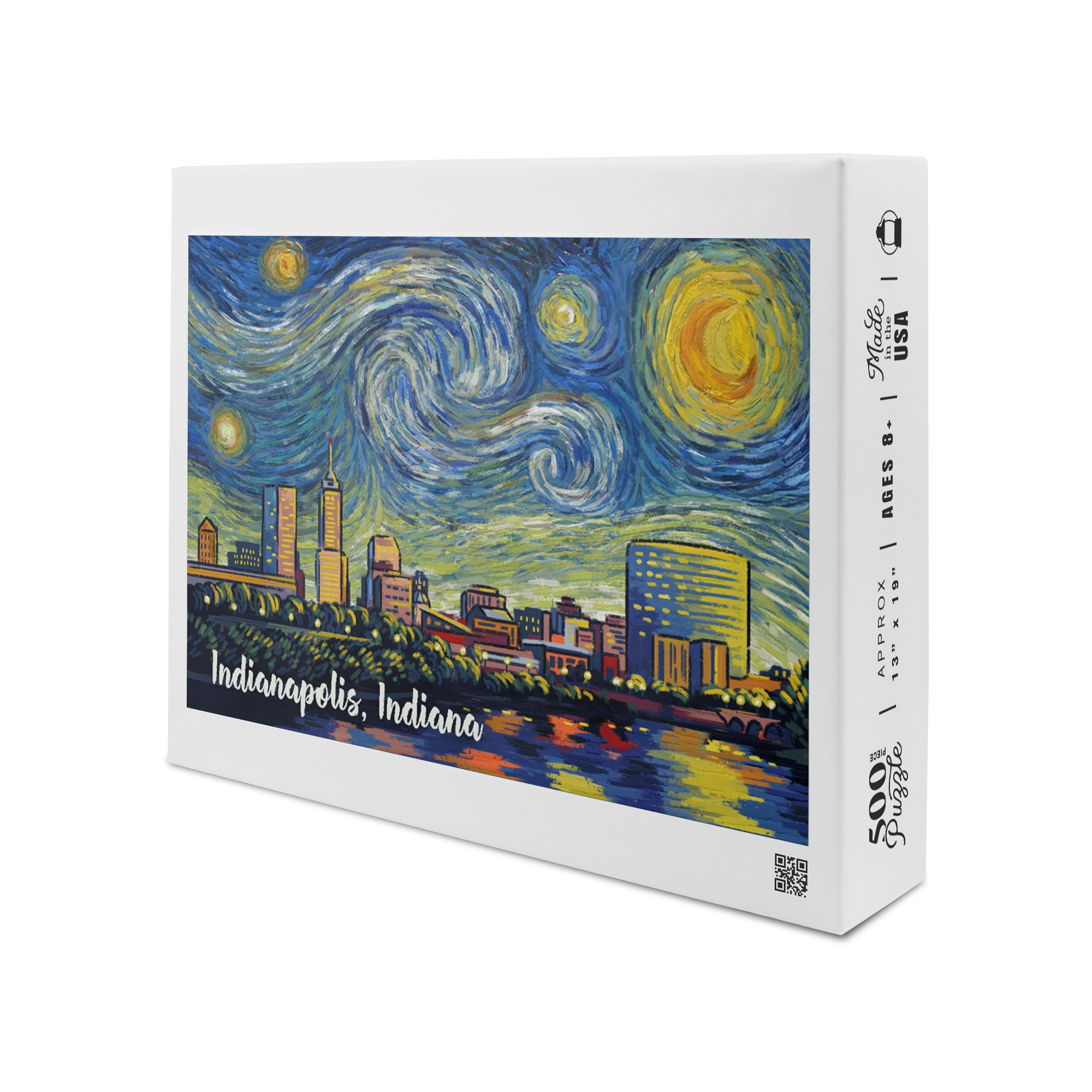 Indianapolis, Indiana, Skyline, Starry Night (19x27 inches, Premium 500 ...