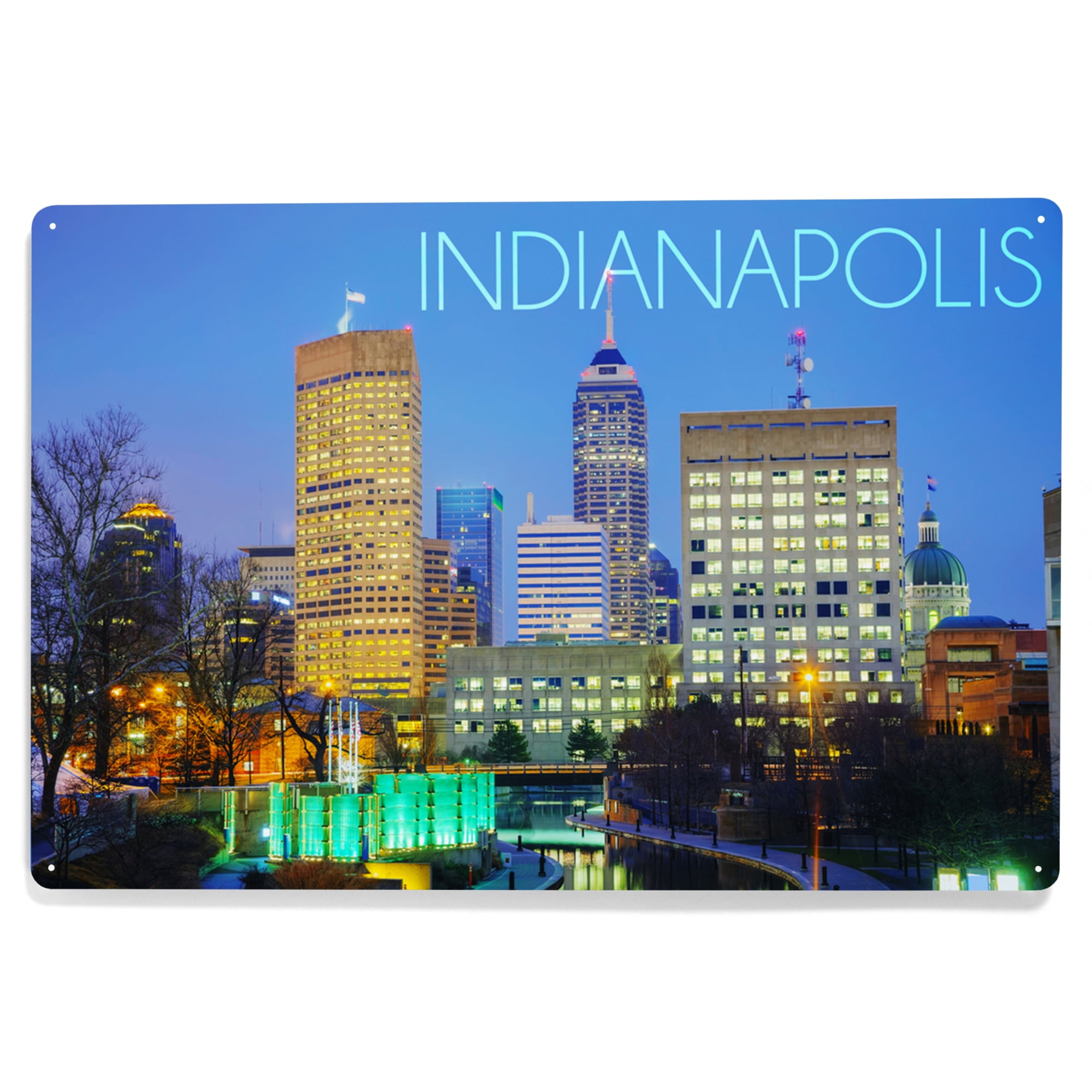 Indianapolis, Indiana, Skyline at Night (12x18 Aluminum Art, Indoor ...