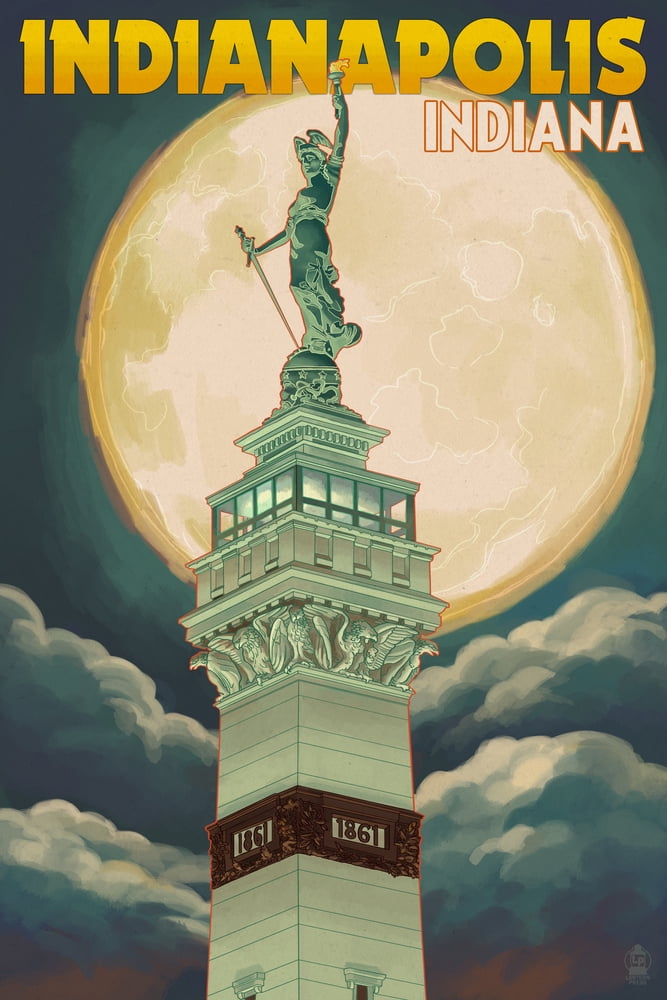 Indianapolis, Indiana, Soldiers' and Sailors' Monument and Moon (16x24 ...