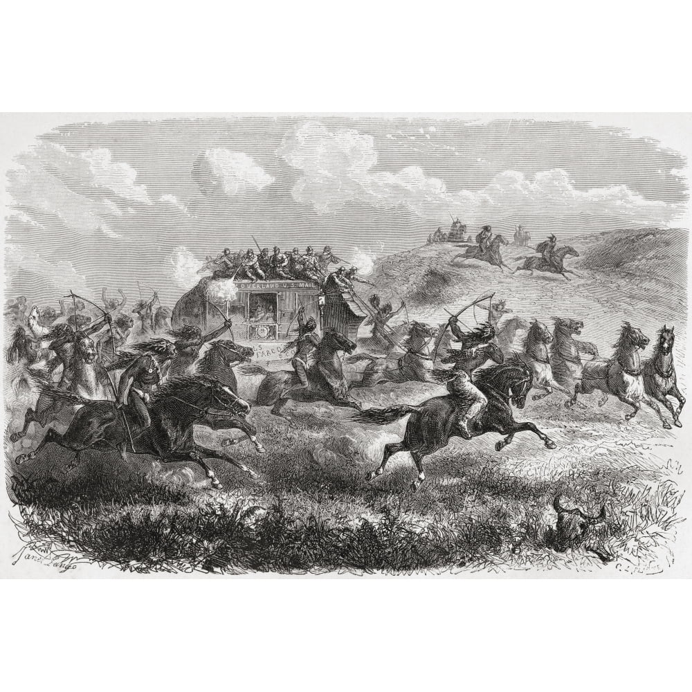 Indians Attacking A Transcontinental Stagecoach In 1867. From El Mundo ...