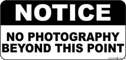 Indication Warning Notice No Photography Beyond This Point Vintage ...