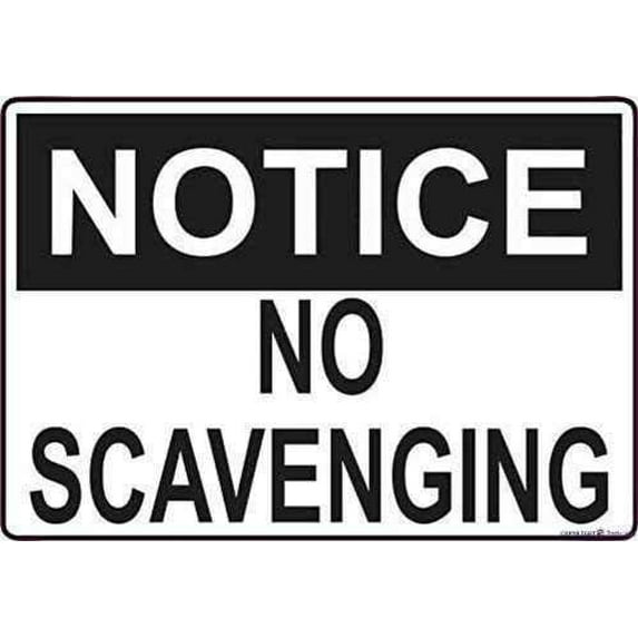Indication Warning Sign “No Scavenging” Aluminum Metal Tin Wall Sign ...