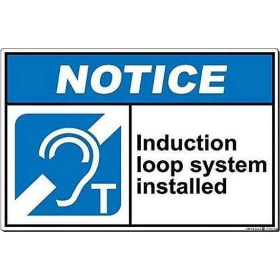 Indication Warning Sign Notice: Induction Loop System Installed Wall ...