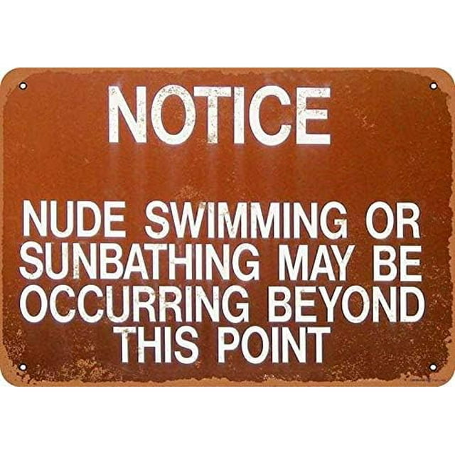 Indication Warning Sign Notice Nude Swimming Sunbathing Wall Art ...