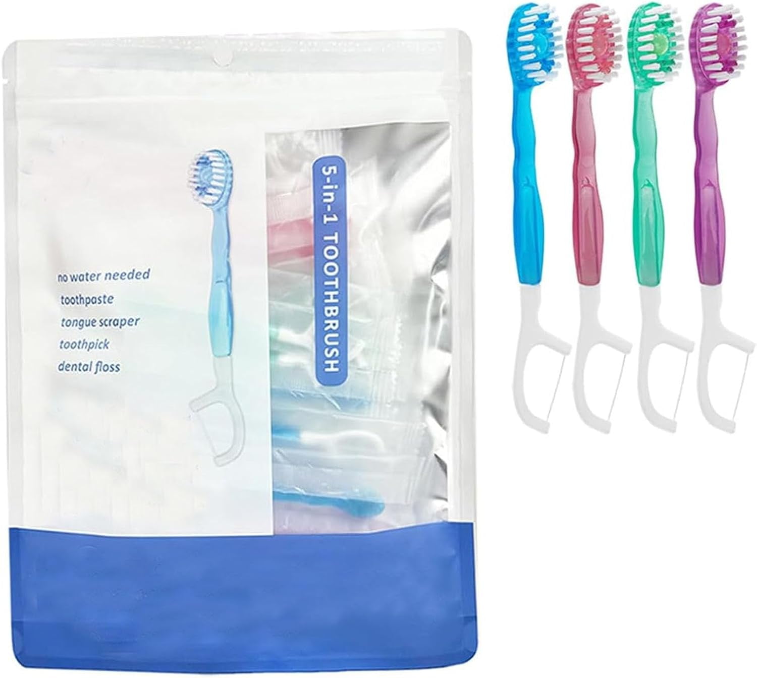 Indicativet 5 in 1 Mini Toothbrush & Floss | 26-Piece Travel Kit w/ All ...