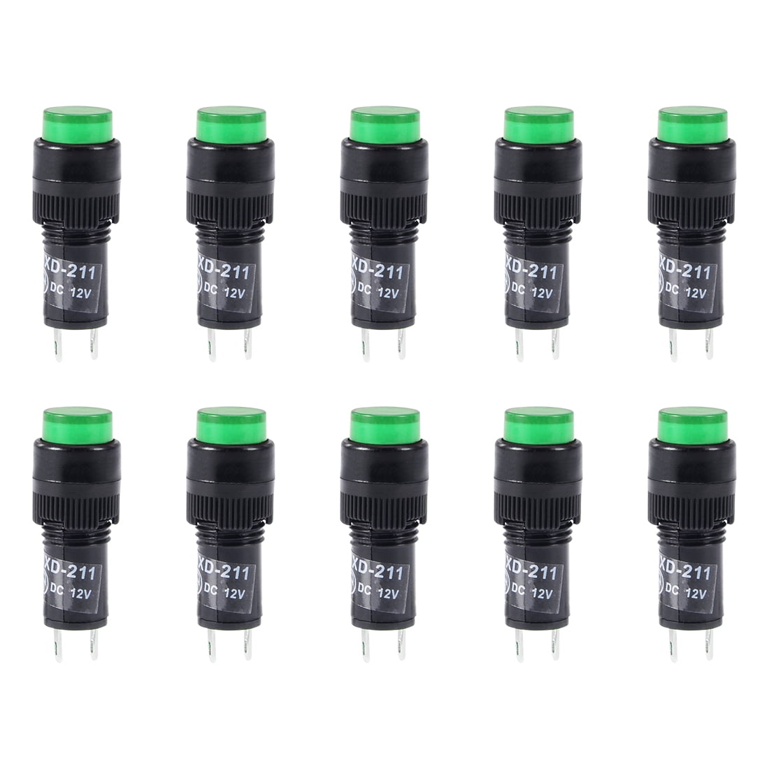 Indicator Lights DC 12V, NXD-211 Green , Flush Panel Mount 2/5" 10mm ...