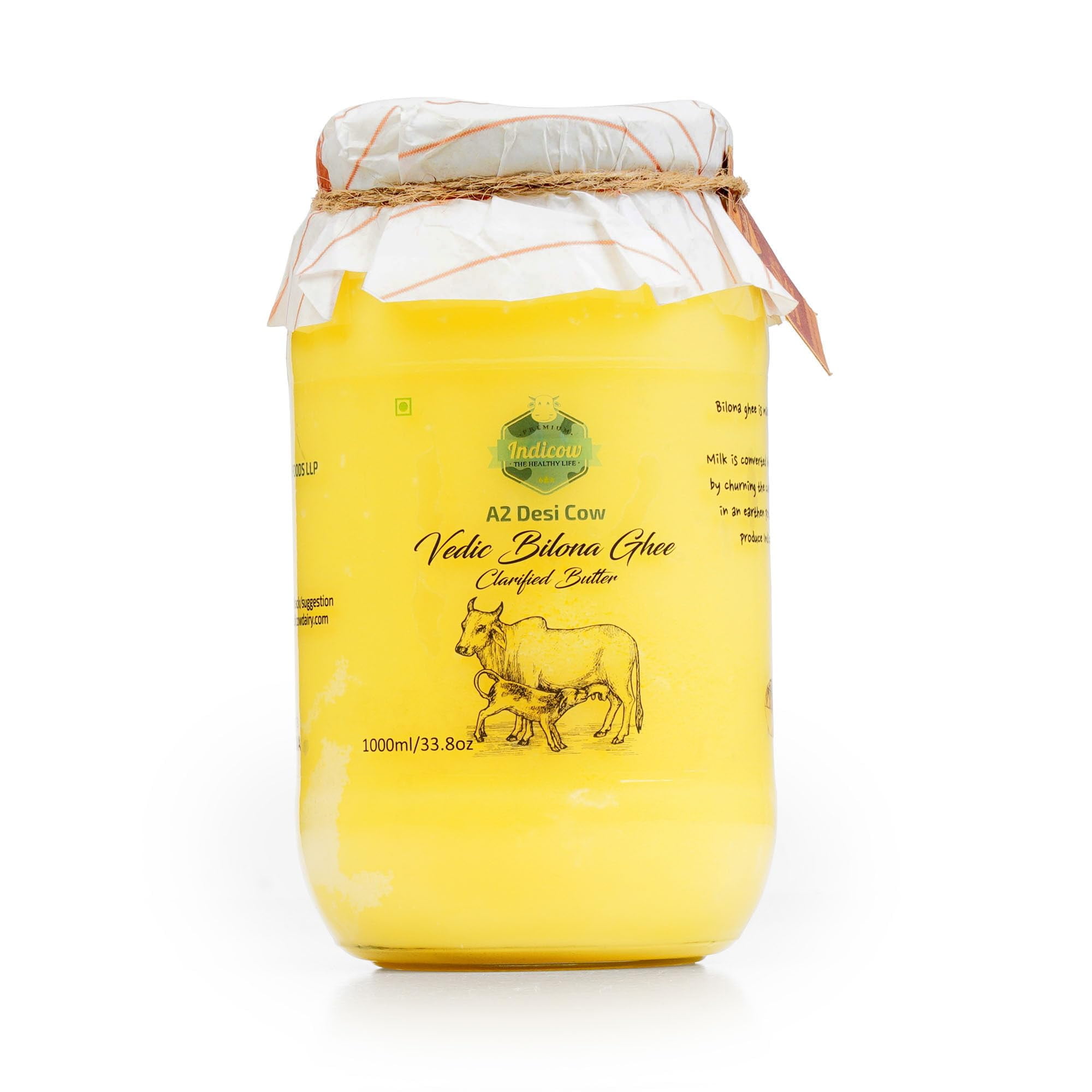 Indicow A2 Desi Cow IEF31 Ghee, Clarified Butter | Fed Cows | (1000ML(33.8oz), A2 Cow Ghee ...