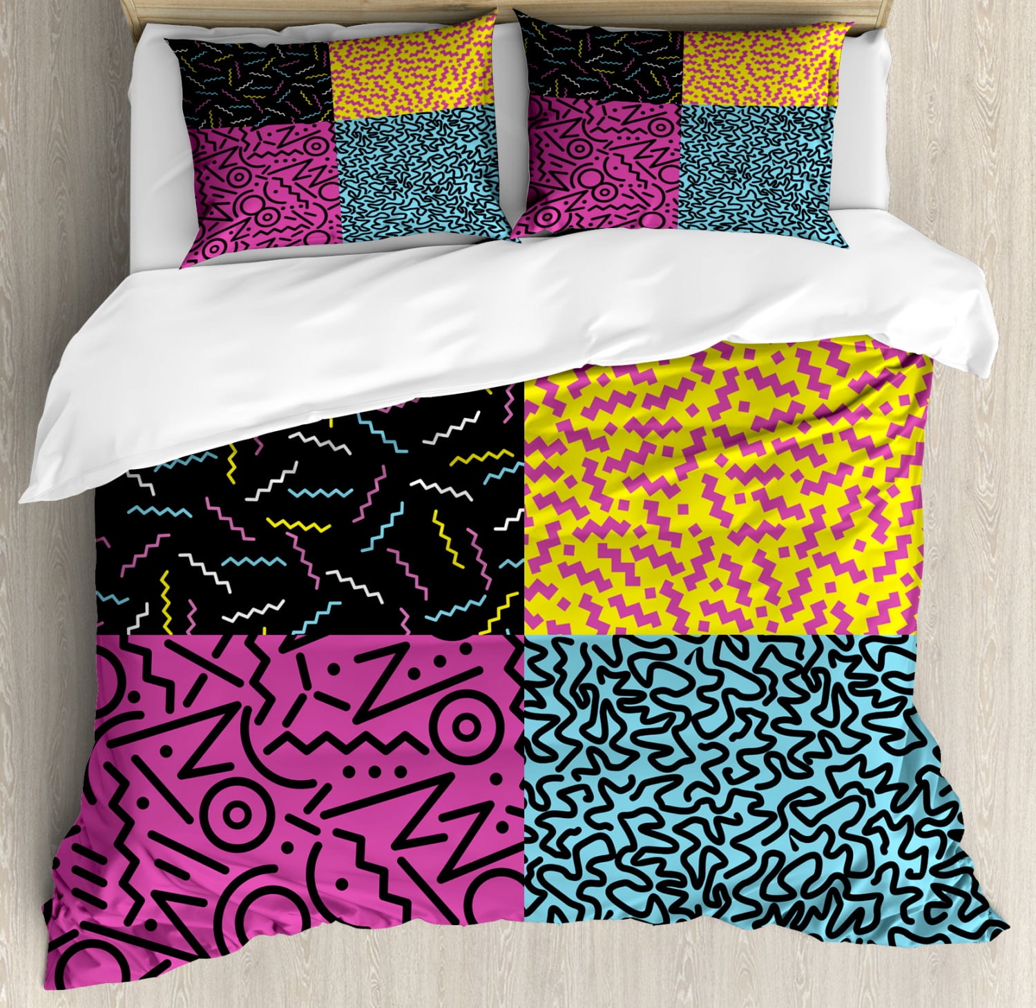 Indie Duvet Cover Set King Size, Vintage Eighties Fashion Style ...