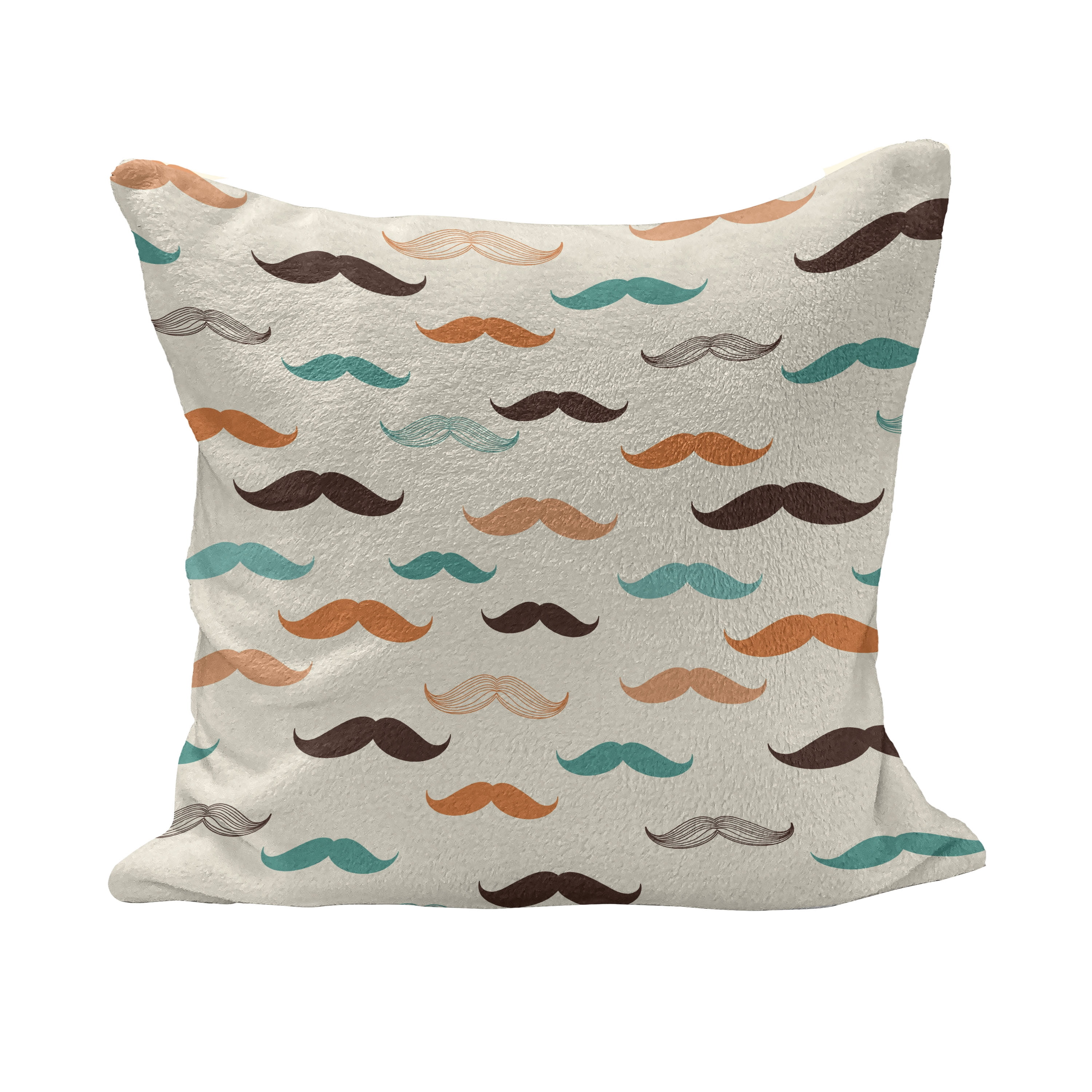 Indie Fluffy Throw Pillow Cushion Cover, Retro Mustache Pattern in ...