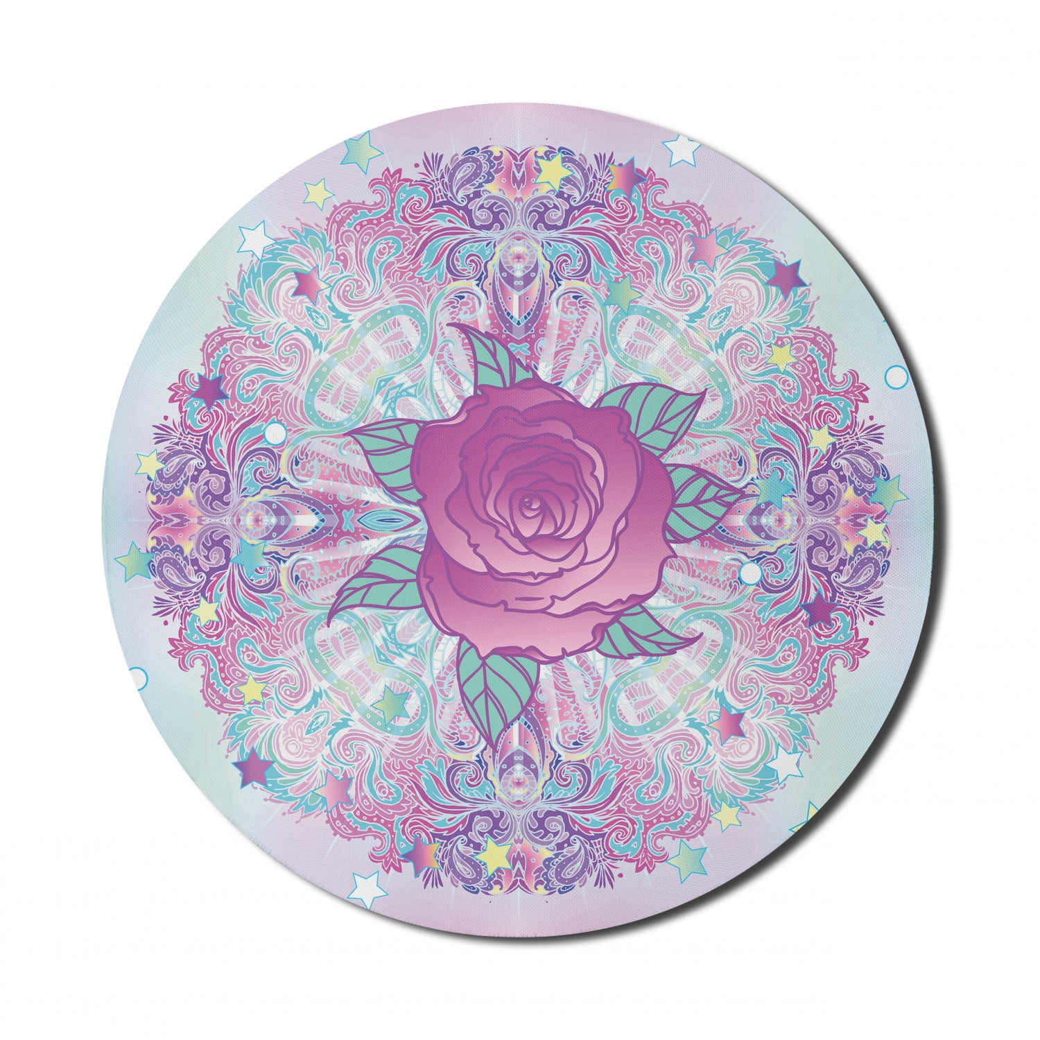 Indie Mouse Pad for Computers, Psychedelic Mandala Inspired Round Rose ...