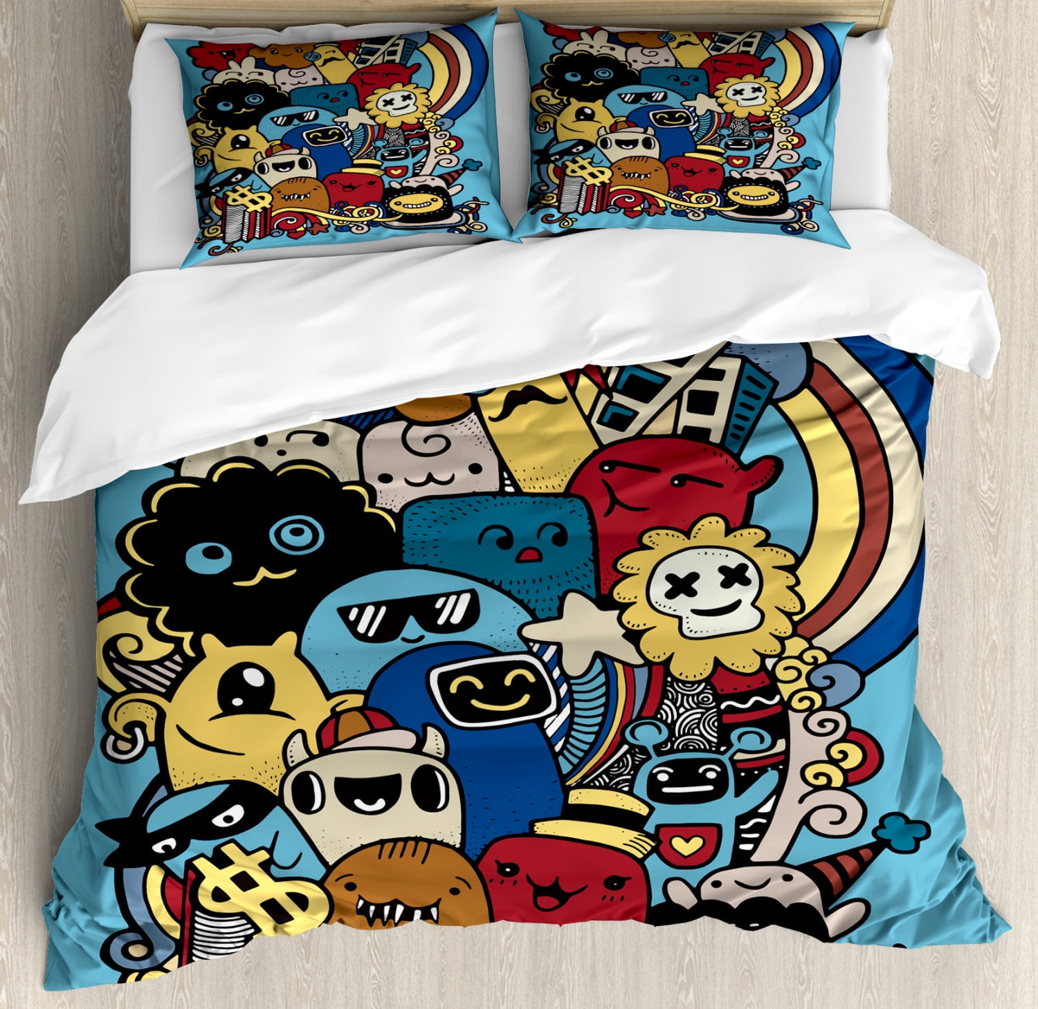 Indie Queen Size Duvet Cover Set, Cool Funny Cute Crazy Monster ...