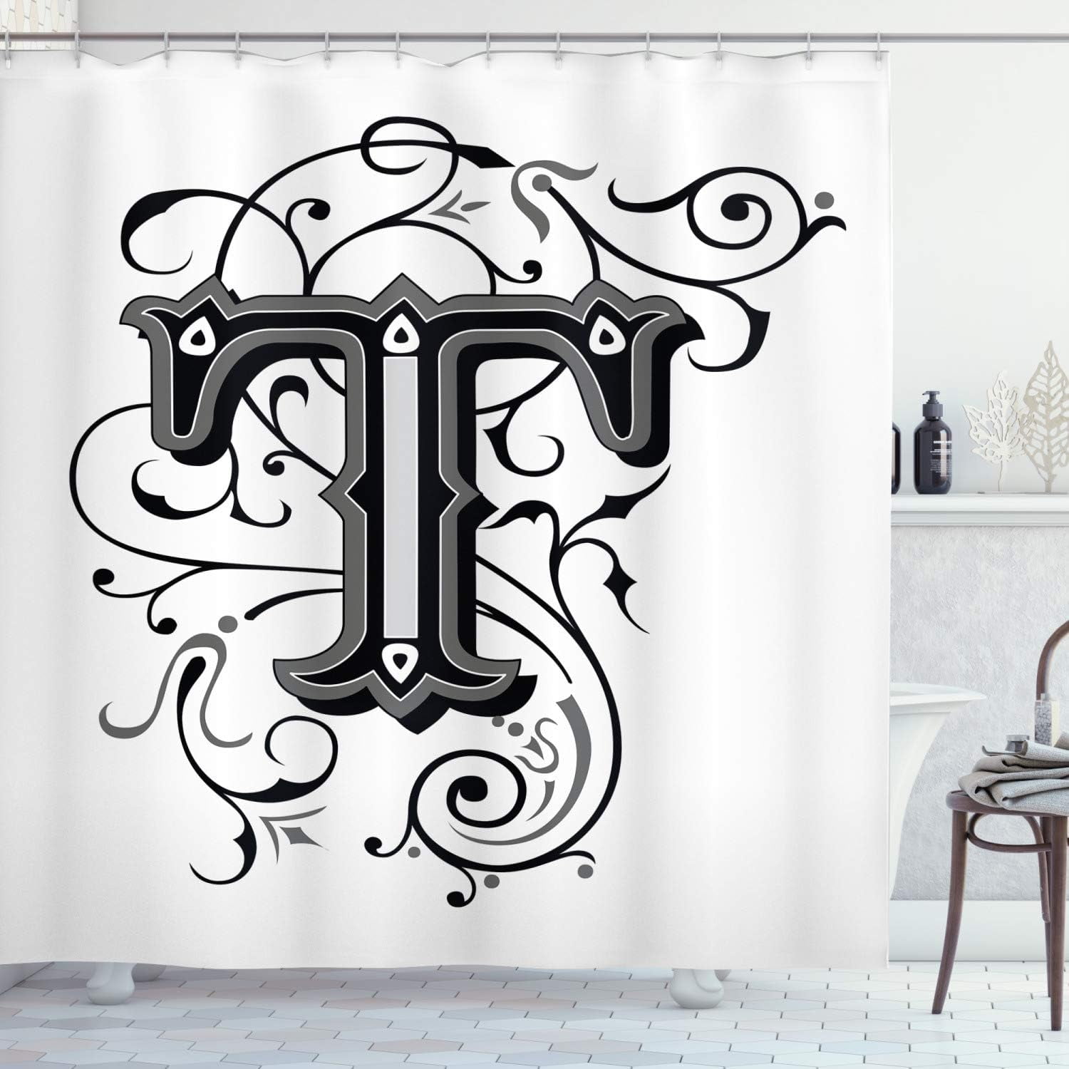 Indie Shower Curtain, Dream Big Work Hard Typography Design with Galaxy ...