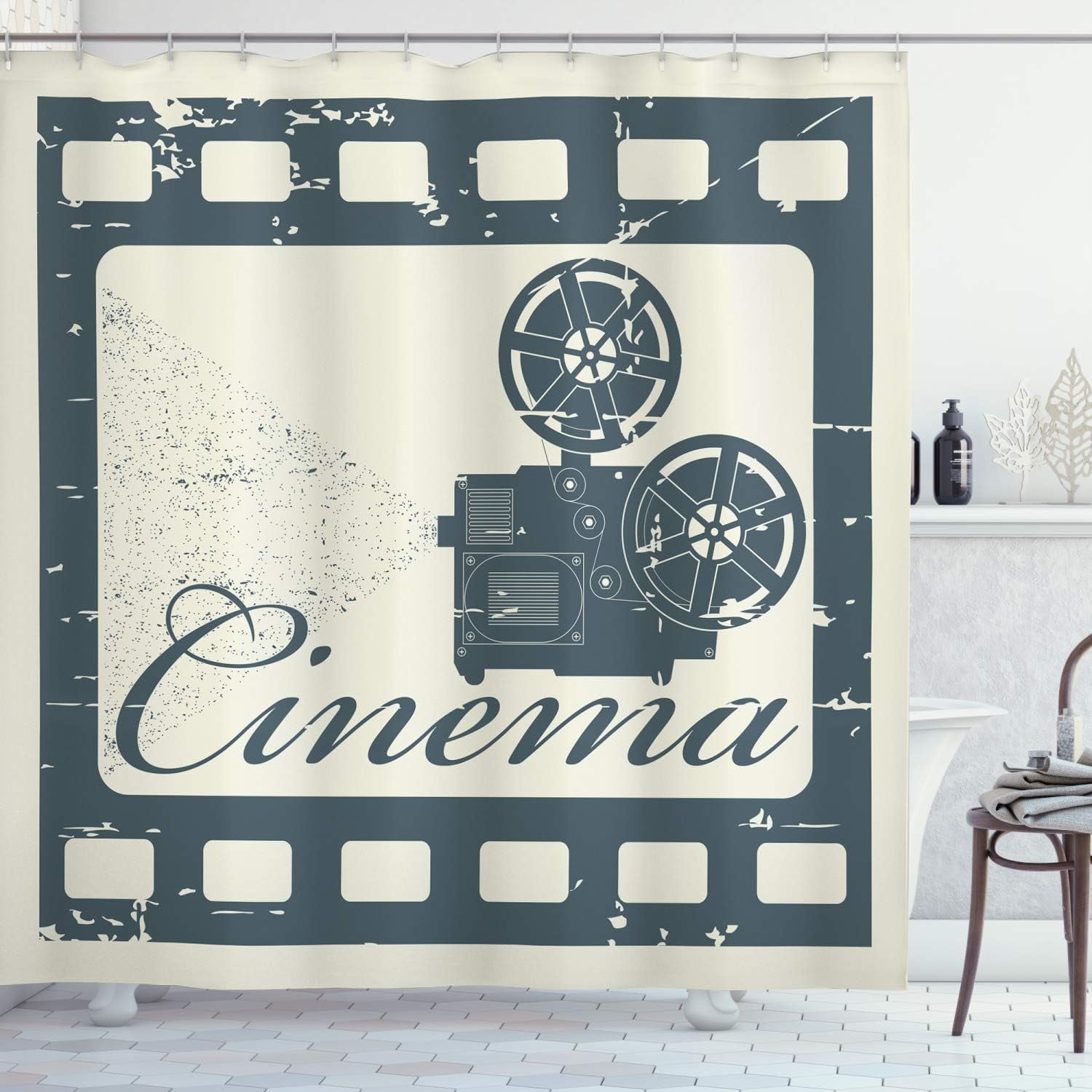 Indie Shower Curtain, Dream Big Work Hard Typography Design with Galaxy ...