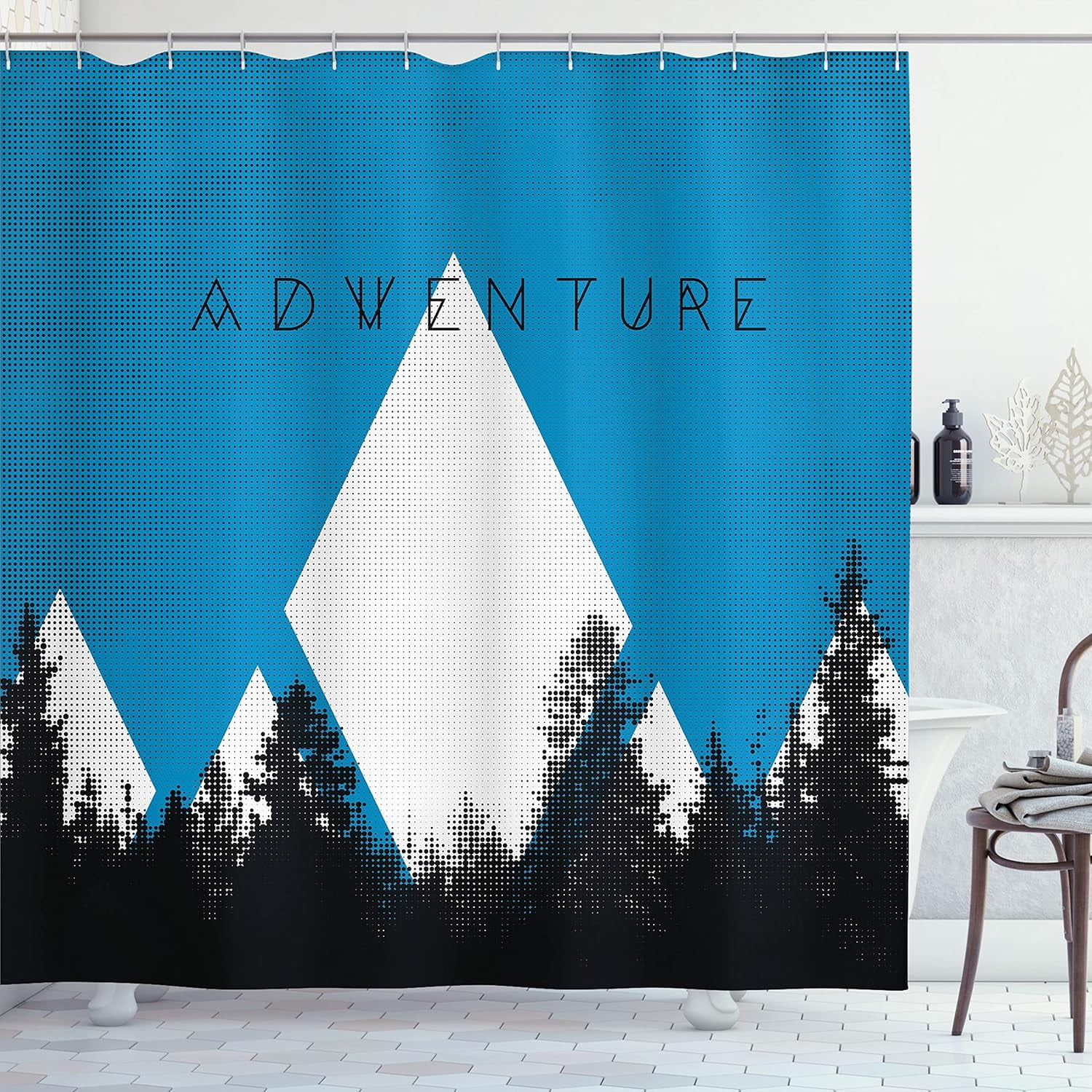 Indie Shower Curtain, Dream Big Work Hard Typography Design with Galaxy ...