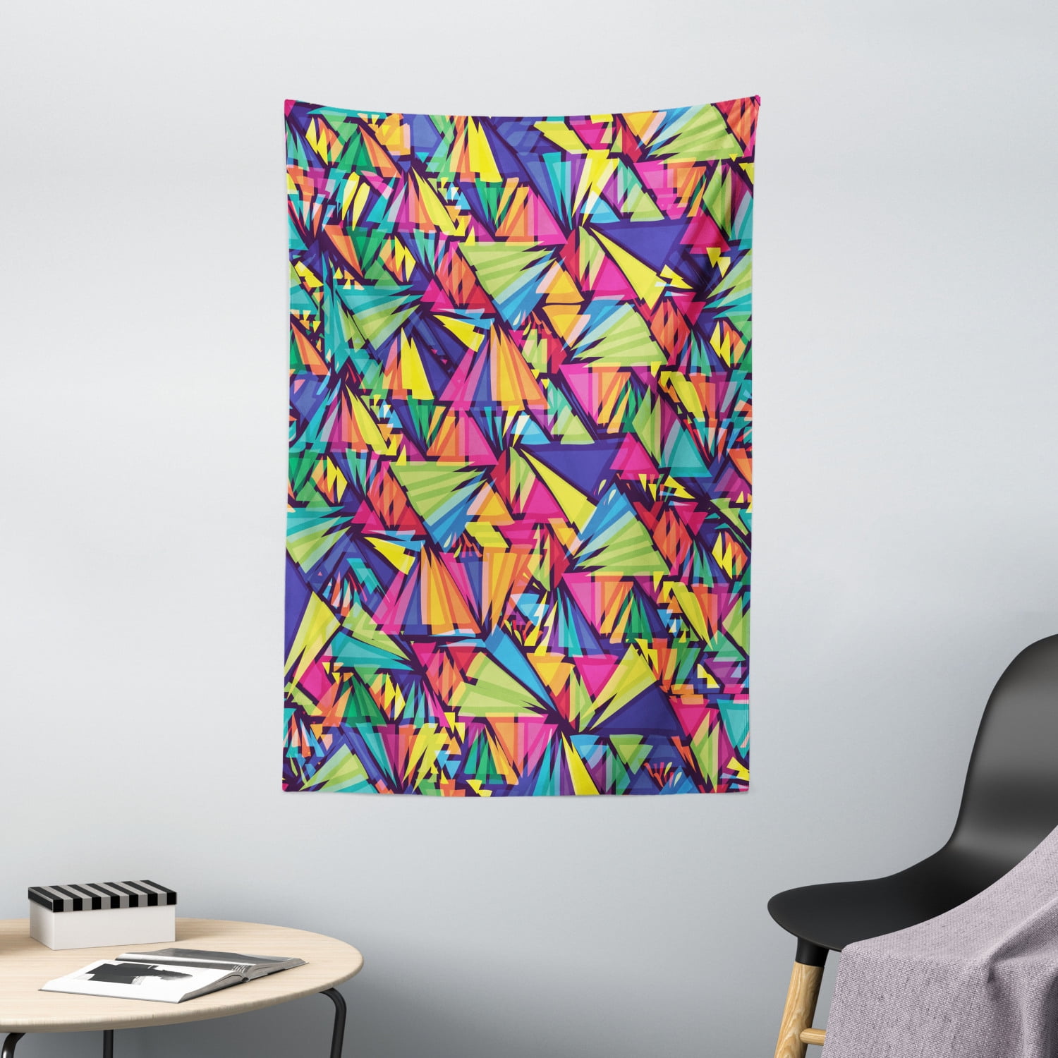 Indie Tapestry, Geometrical Hipster Pattern with Triangles Vibrant ...