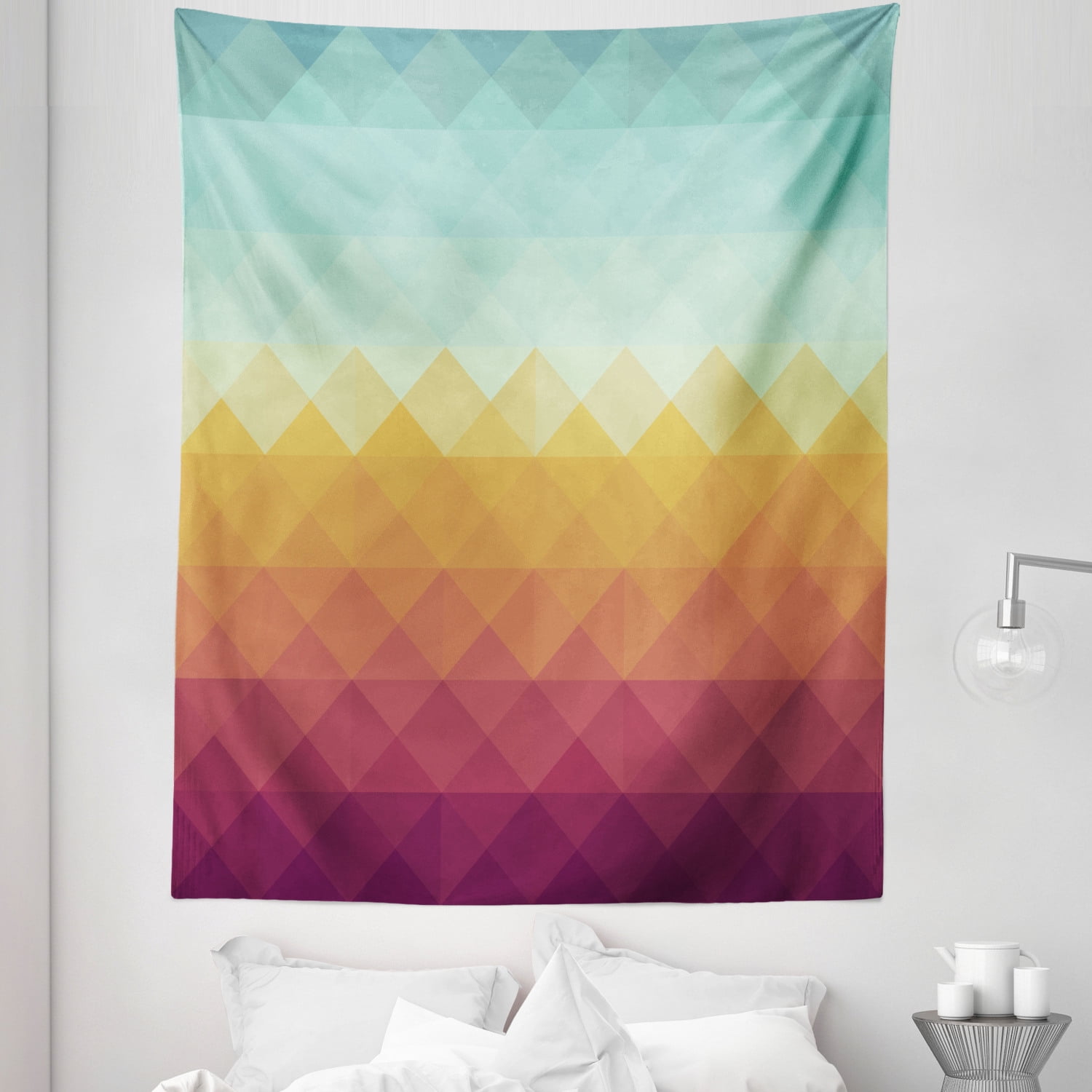 Indie Tapestry, Mosaic Inspired Abstract Checkered Pattern Pastel Retro ...