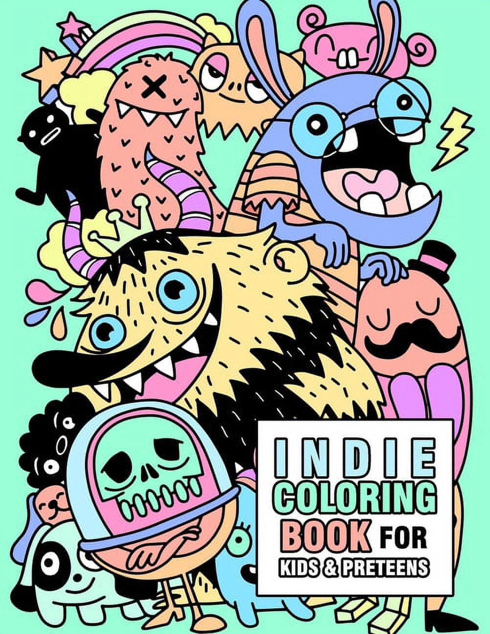 Indie coloring book for kids and preteens: Cute Indie Monsters, ghosts ...