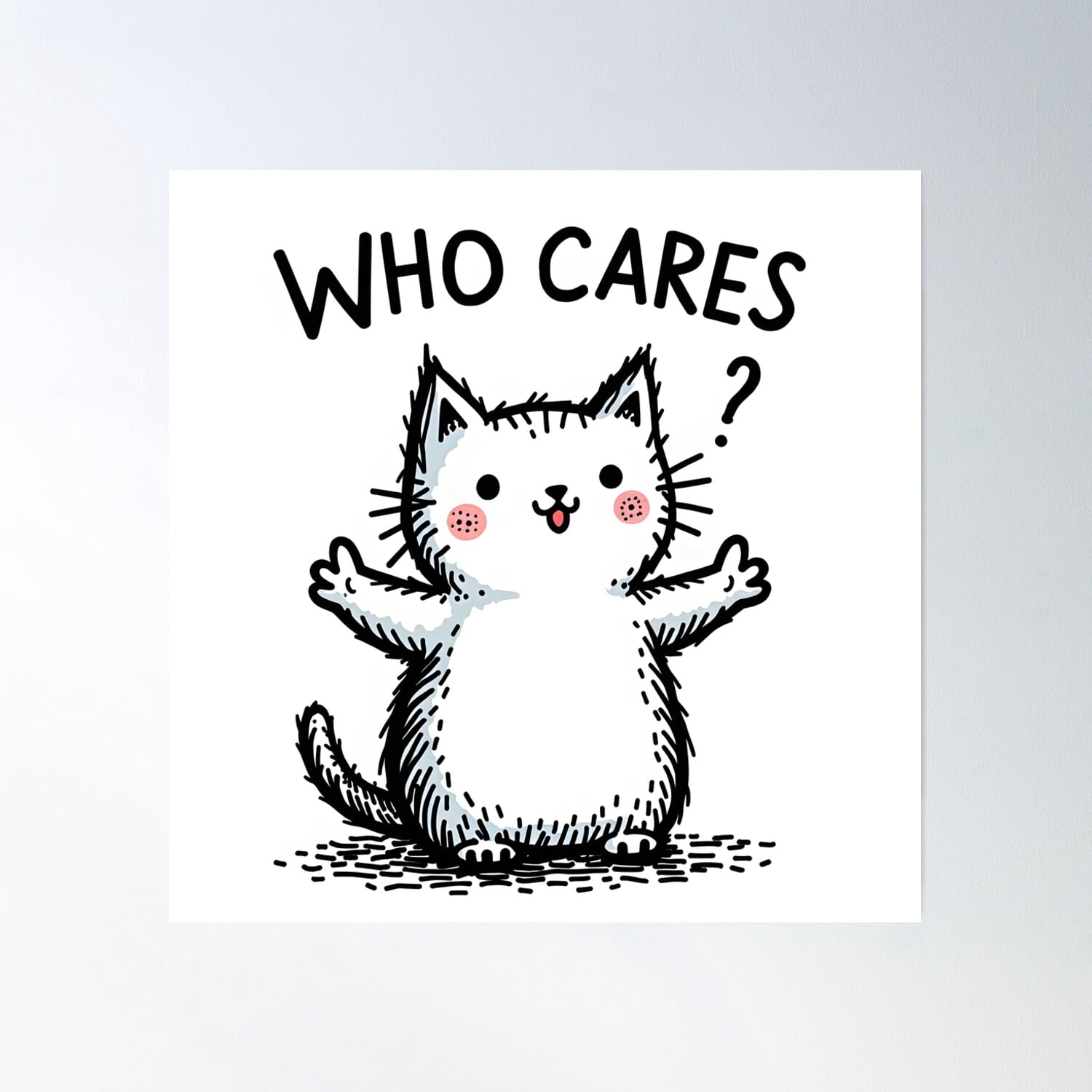 Indifferent Kitty: Who Cares Question Mark Poster Wall Art, Modern Wall ...