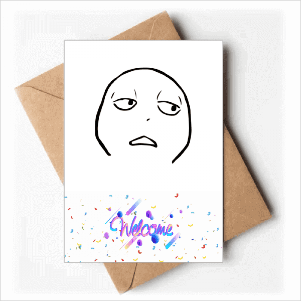 Indifferent Squint Anger Face Cartoon Welcome Back Greeting Cards ...