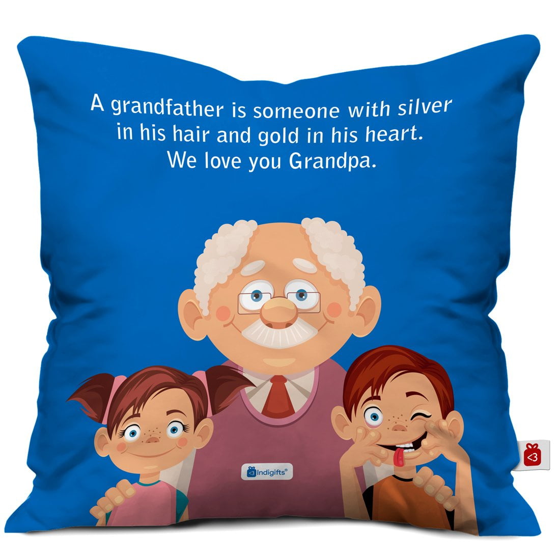 Indigifts Cushion Cover with Filler Love You Grandpa Gift for Grand ...